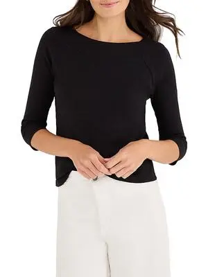 NIC+ZOE 3/4 Sleeve Ballet Boat Tee - Black Onyx