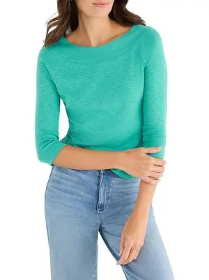 NIC+ZOE 3/4 Sleeve Ballet Boat Tee - Emerald