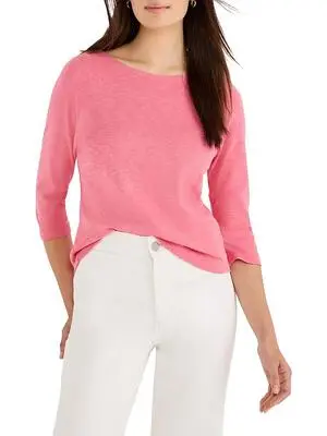 NIC+ZOE 3/4 Sleeve Ballet Boat Neck Tee - Raspberry