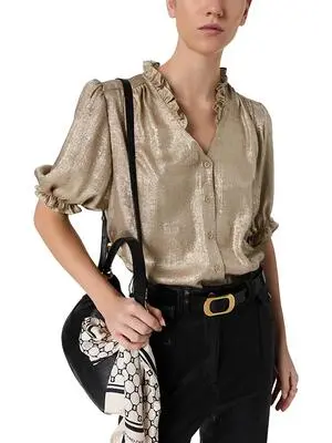 Gerard Darel Ceva Ruffled Shirt - Gold