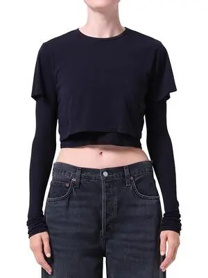 AGOLDE Romily Cropped Tee - Blackened