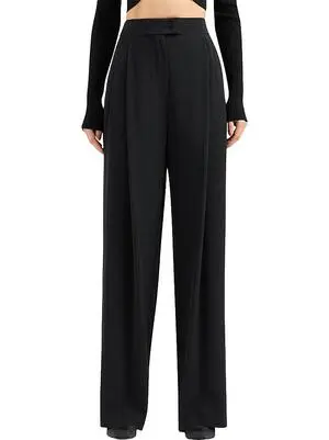 Emporio Armani Pleated Waist Satin Trousers - Black