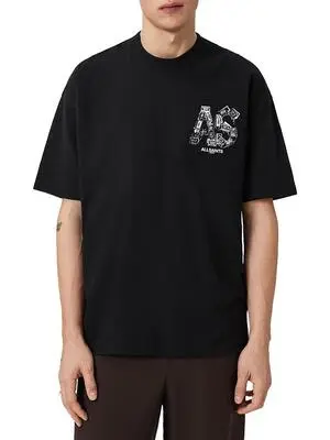 ALLSAINTS Logo Graphic Oversized Tee - Jet Black