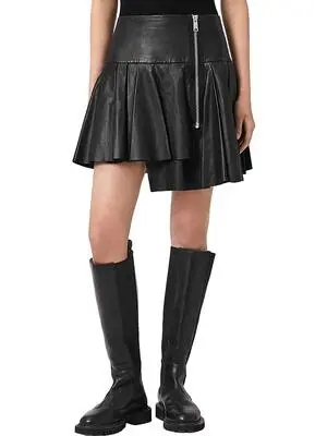 ALLSAINTS Irina Lea Leather Skirt - Black