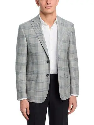 Bloomingdale'S Regular Fit Plaid Jacket - Light Grey/ Blue