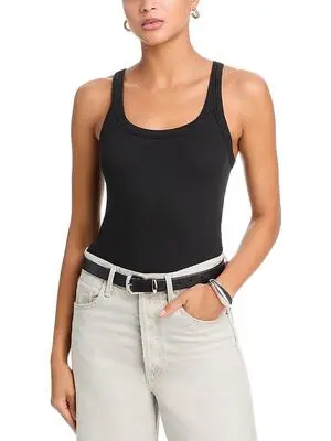 Rag & Bone The Essential Rib Wide String Tank Top - Black
