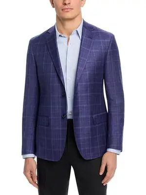 Bloomingdale'S Regular Fit Plaid Jacket - Purple/ Blue