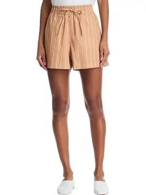 French Connection Alexis Poplin Stripe Shorts - Macchiato