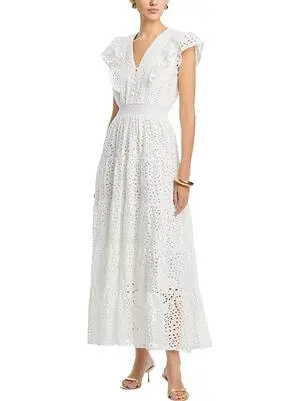 KOKO + MASON Eyelet Midi Dress - White