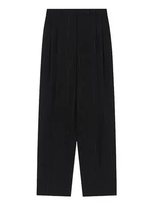 Emporio Armani Straight Pleated Pants - Solid Black