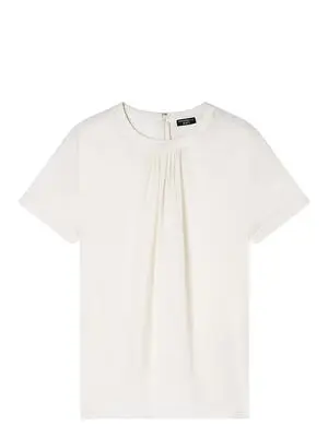 Emporio Armani Silk Pleated Top - Solid White
