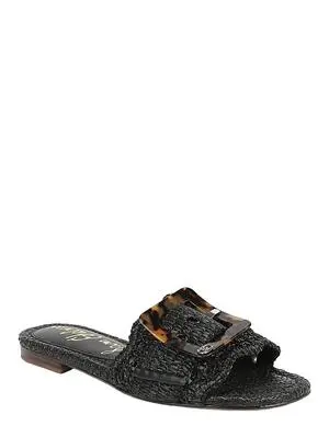 Sam Edelman Bambi Raffia Slide Sandals - Black