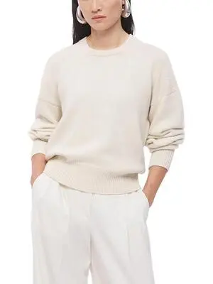 Another Tomorrow Cashmere Knit Sweatshirt - Ivory
