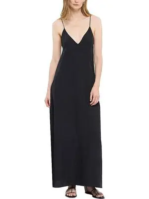 Another Tomorrow Seamed Slip Dress - Black