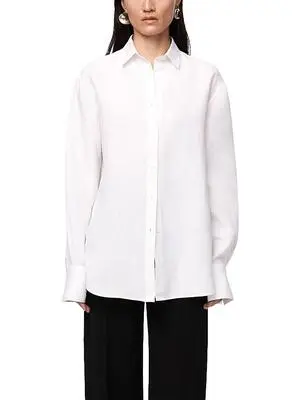 Another Tomorrow Linen Oversized Shirt - White