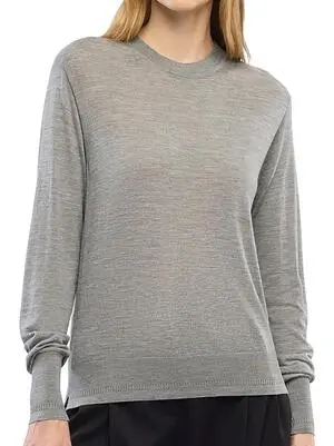 Another Tomorrow Featherweight Crewneck Sweater - Grey