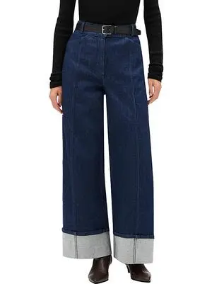 Another Tomorrow Wide-leg Cuffed Denim - Rinsed