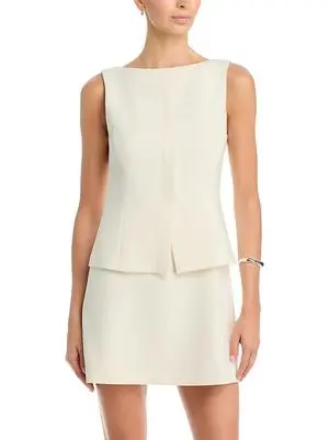 Theory Boat Neck Sleeveless Mini Dress - Rice