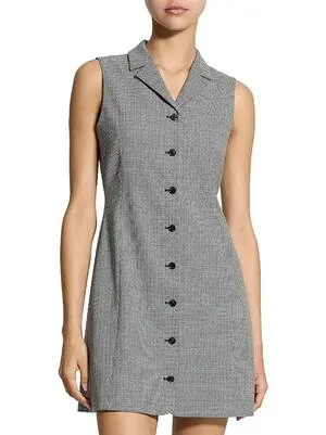 Theory Sleeveless Tailored Button Dress - Black Multi