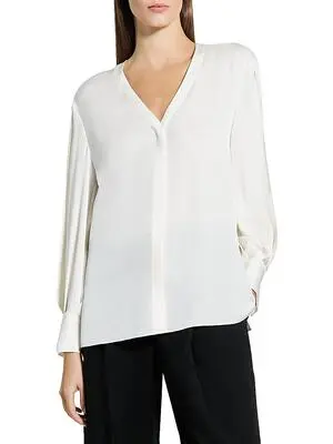 Theory Silk Volume Sleeve Blouse - Ivory
