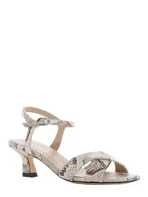 STUART WEITZMAN Vinnie Snake Embossed Sandals - Cream