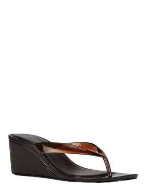 Jeffrey Campbell Gigabyte Jelly Wedge Thong Sandals - Brown