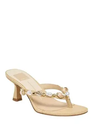 Dolce Vita Daksie Embellished Sandals - Light Natural Raffia