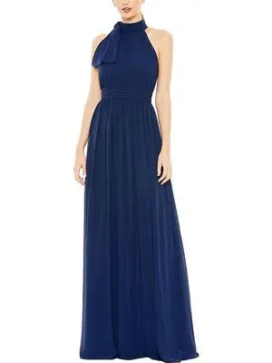Mac Duggal High Neck Chiffon Gown - Midnight