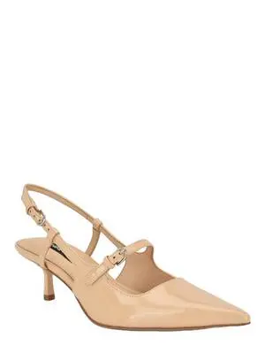 Nine West Amayo Pointed Toe Slingback Pumps - Light Natural