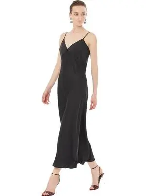 GIZIA Sleeveless Strappy V-neck Midi Dress - Black
