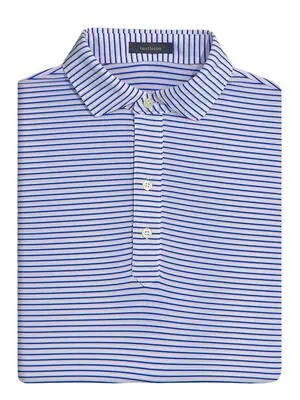 TURTLESON Dean Stripe Performance Polo - Pale Pink/marine