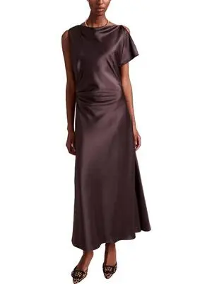 LA LIGNE Satin Moira Midi Dress - Chocolate