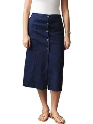 HOPE & HENRY Linen Blend Button Front Skirt