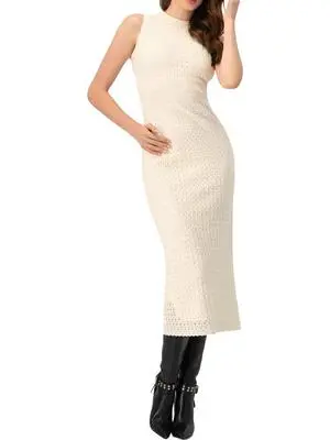 IVONNE Sleeveless Knit Long Dress - Natural