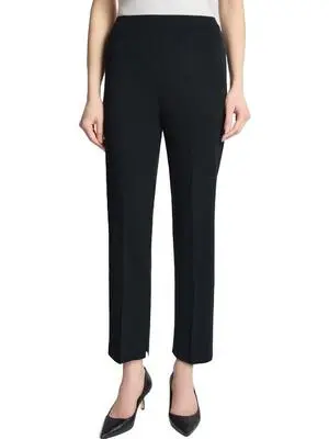 Ming Wang Knit Straight Leg Ankle Pants - Black