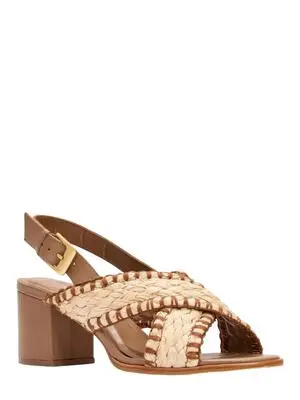 Andre Assous Hazel Raffia Slingback Sandal - Cognac/natural