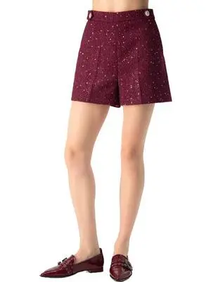 IVONNE Tailored Boucle Shorts - Wine