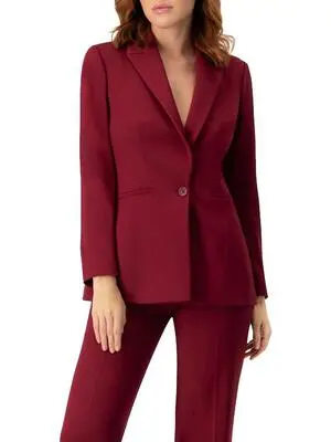 IVONNE Single-button Blazer - Wine