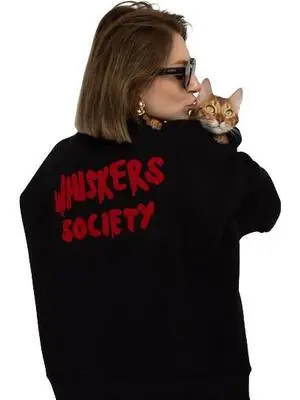 MOSHIQA Whiskers Society Human Sweatshirt - Black