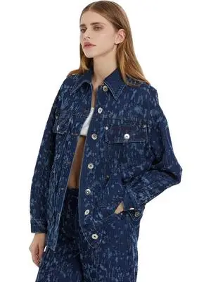 GIZIA Patterned Jean Jacket - Navy
