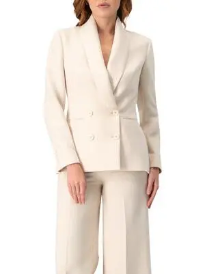 IVONNE Double-breasted Blazer With Shawl Lapel - Ivory