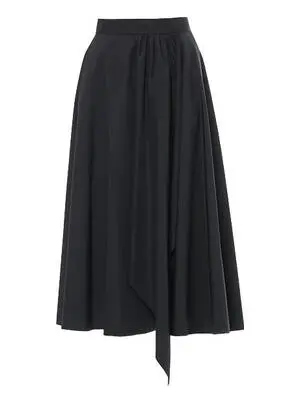 GIZIA Asymmetric Gathered Midi Skirt - Black