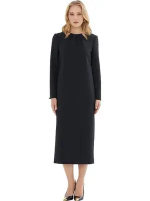 GIZIA Slit-sleeve Midi Dress With Metal Detail - Black
