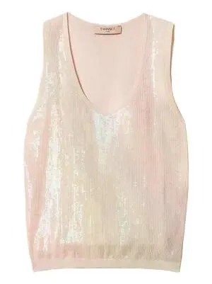TWINSET Sequined Sleeveless Top - Pink