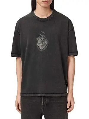 ALLSAINTS Sabbath Crewneck Logo T-shirt - Washed Black