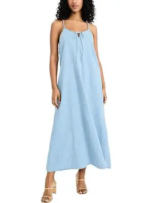 THE GOOD JOURNEY Chambray Midi Dress - Light Denim Wash