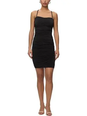 Herve Leger Ruched Jersey Mini Dress - Black