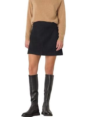 Whistles Suede A-line Mini Skirt - Black