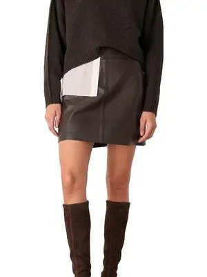 Whistles A-line Leather Mini Skirt - Brown