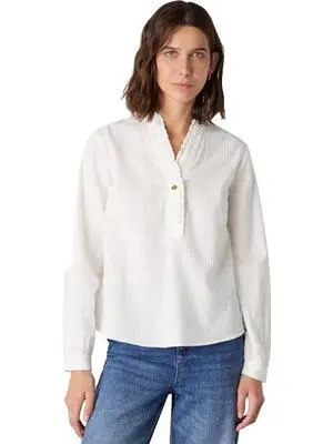 Whistles Textured Frill Shirt - White